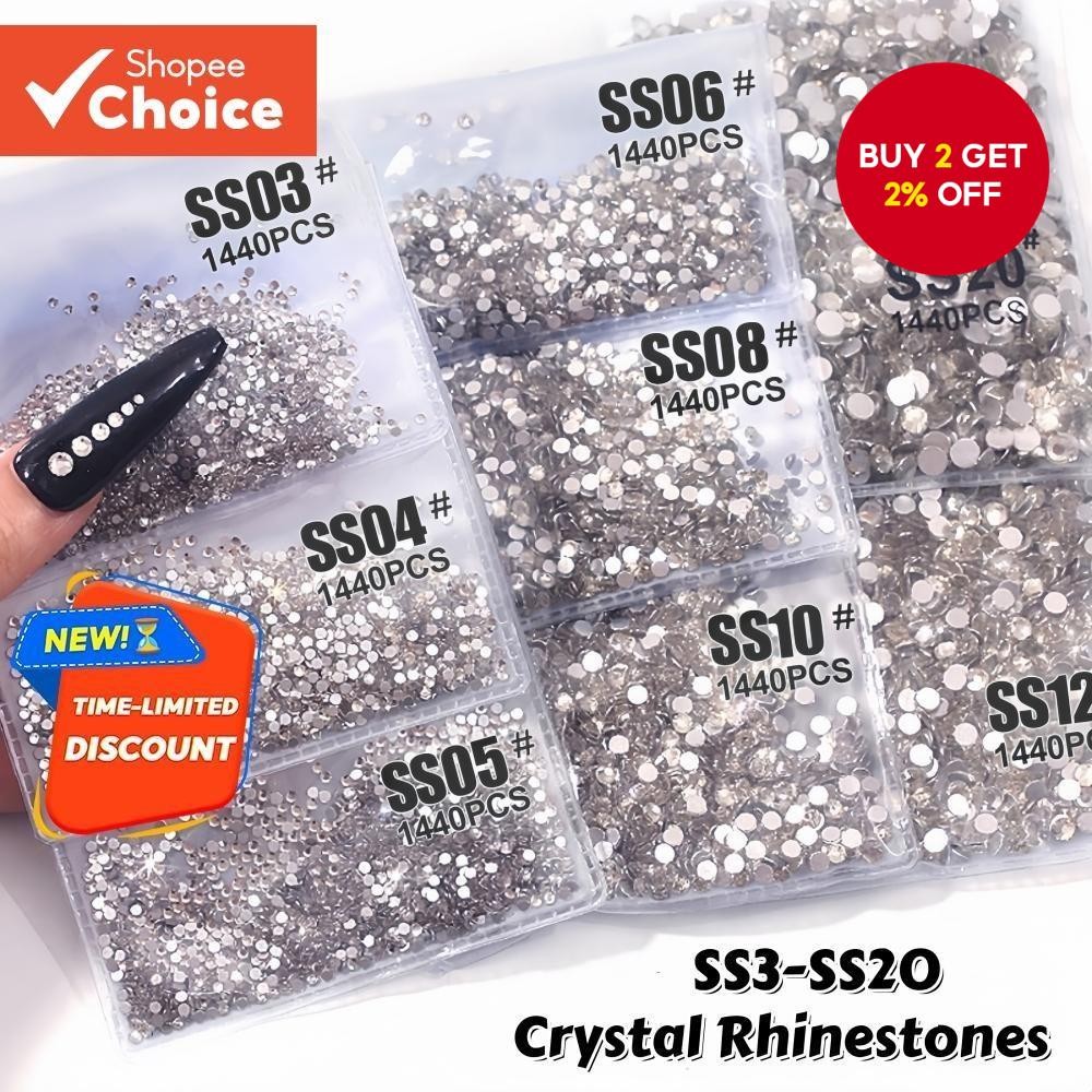 1440PCS Crystal Rhinestones (Clear), Bedazzling Flatback Glass ...