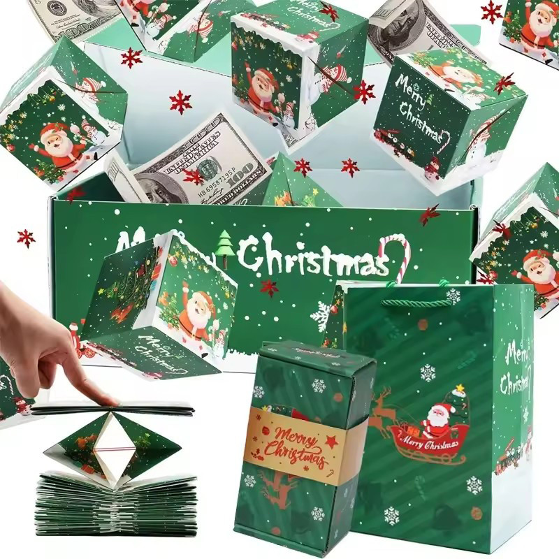 1Set Creative Christmas Explosion Red Envelope Gift Boxes - DIY Folding ...