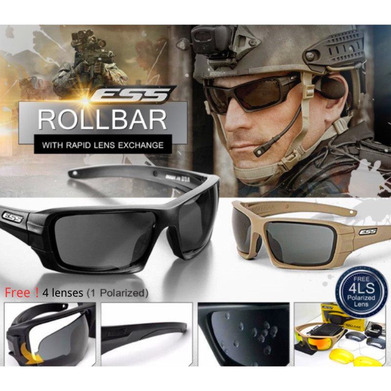 ESS ROLLBAR Outdoor Sports Full Frame Tactical Sunglasses Windproof UV ...