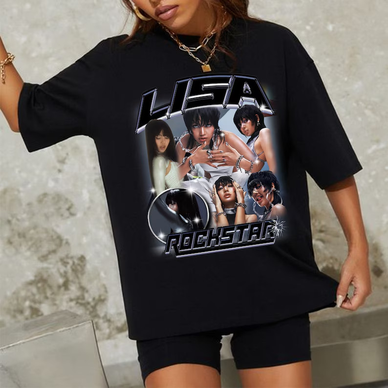 Lisa Rockstar Graphic T-Shirt LALISA Shirt New Single BlackPink Jisoo ...