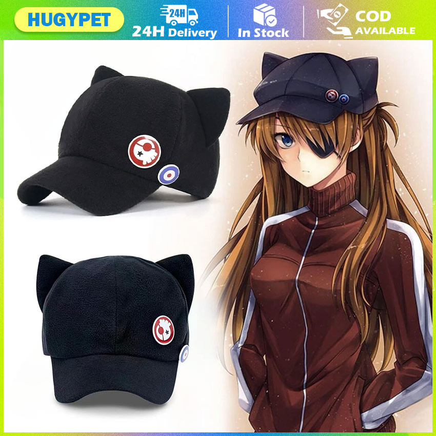 Shikinami Asuka Rangure Cat Ear EVA Hat Girls Cute Cap Anime Baseball ...