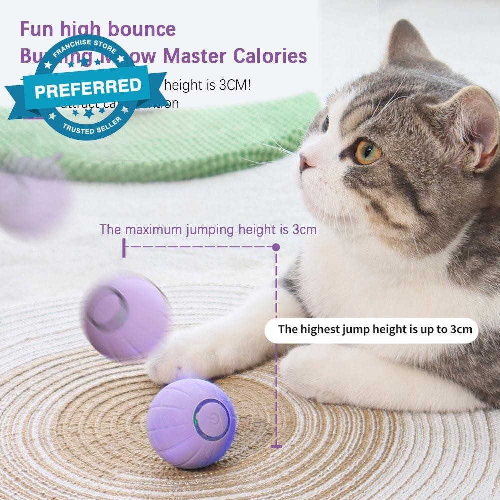 Cat Toy Rechargeable Automatic Magic Ball Color Led Pet 4.2cm Rotary ...