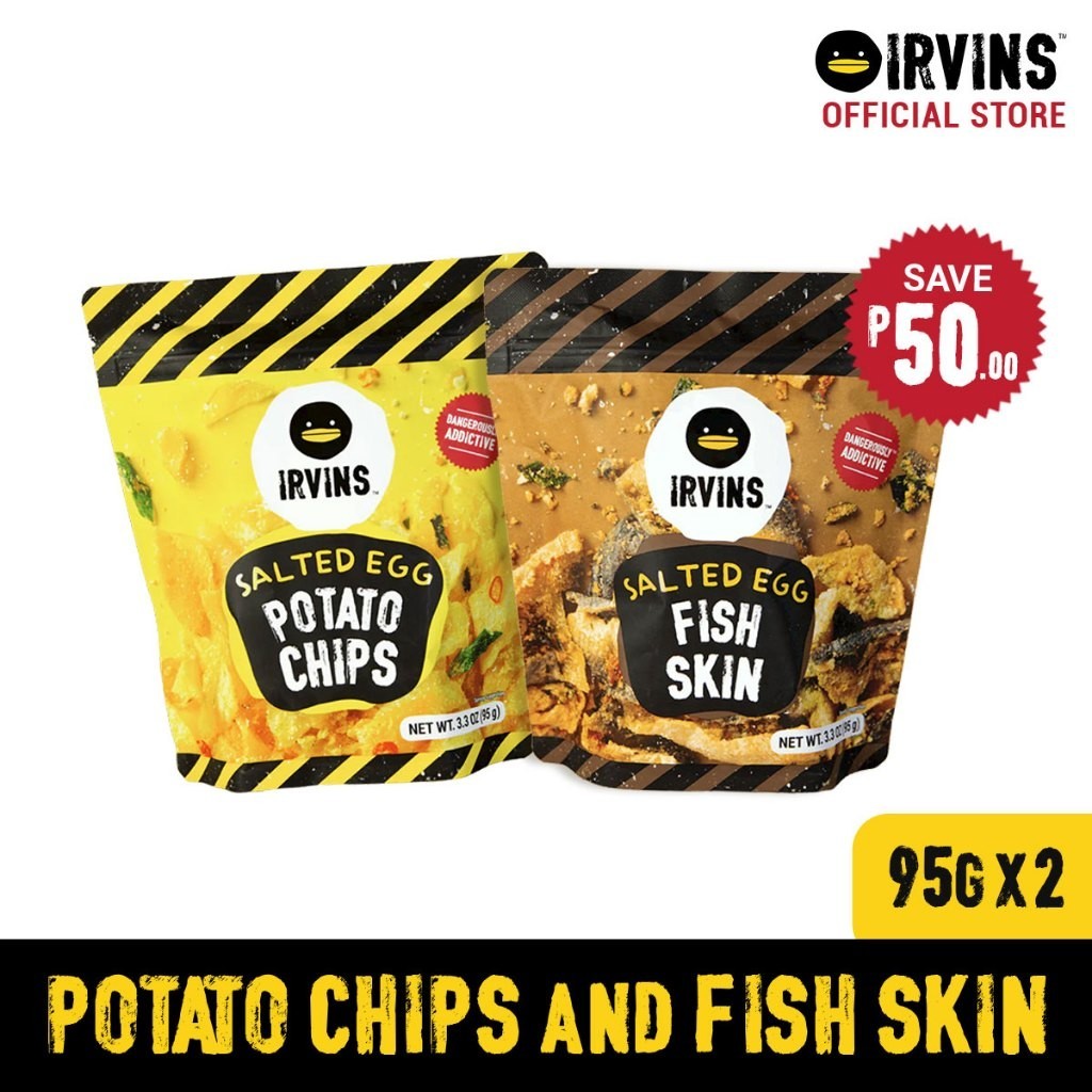 IRVINS SALTED EGG Fish Skin 95g and Potato Chips 95g | Shopee Philippines