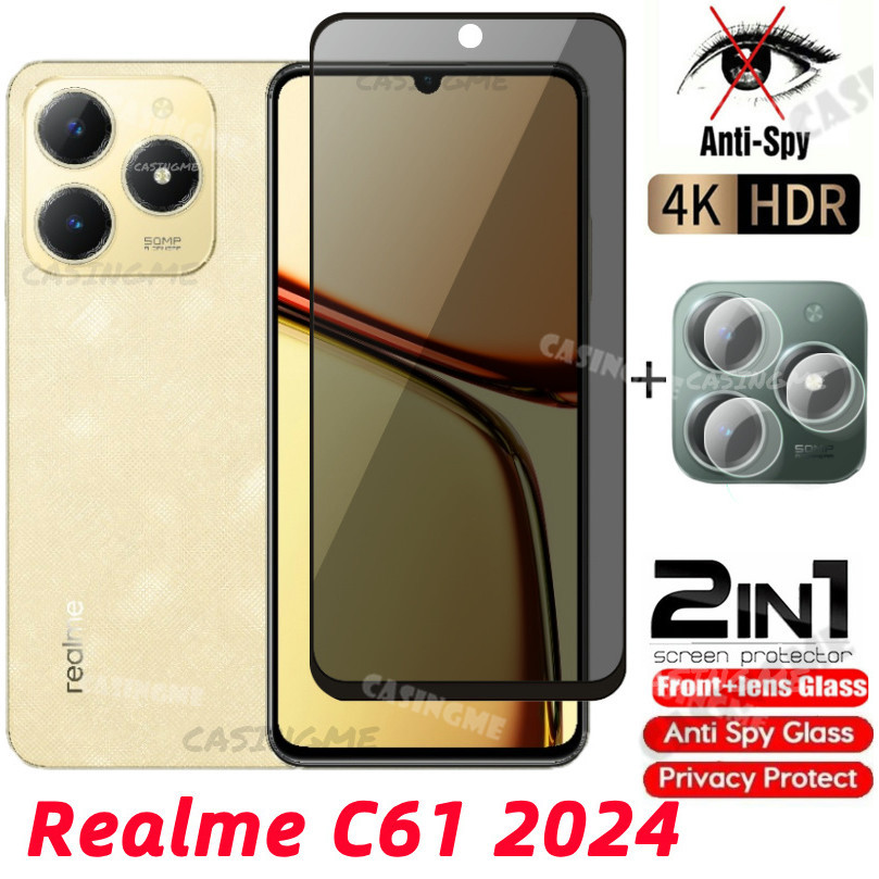 Realme C61 2024 Anti-Spy Privacy Full Cover Tempered Glass Screen ...