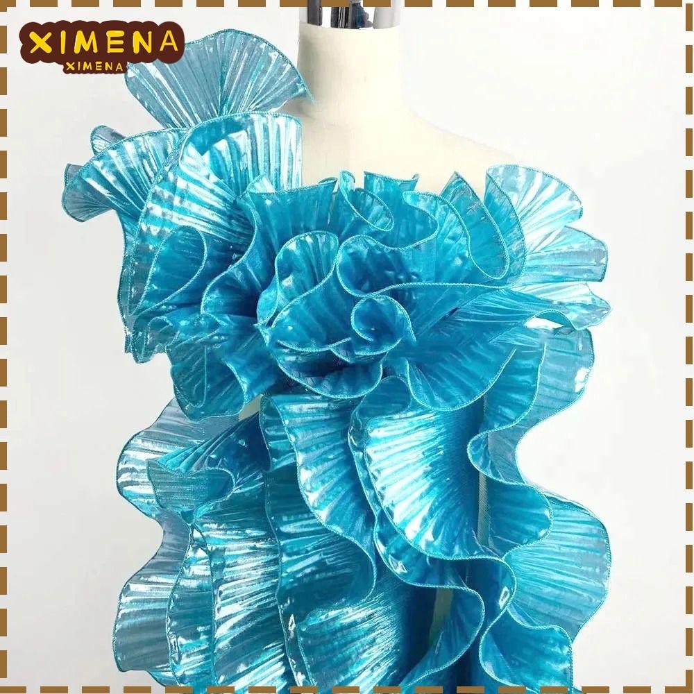 XIMENA Big Wave Lace Fabric, 1 Yard 15cm Wide Pleat Mesh Organza ...