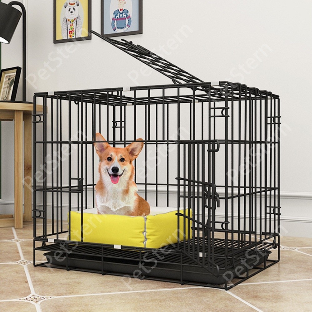 Collapsible Heavy Duty Pet Cage Double-Door And Free Poop Tray For Dogs ...