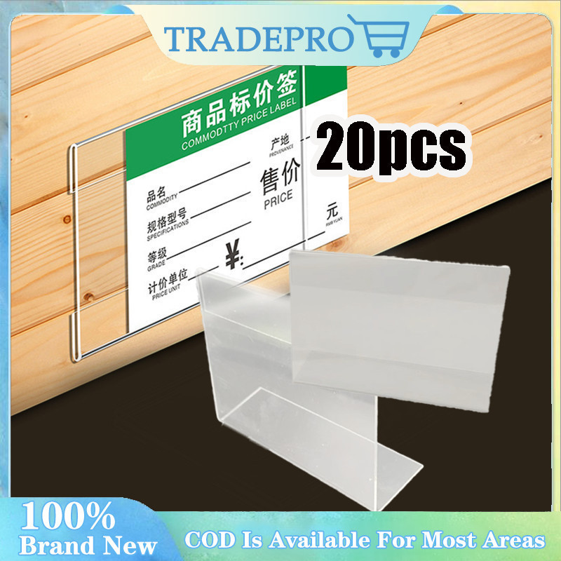20pcs Acrylic Clear Sign Label Display Holder 6x9cm Price Tag Lable ...