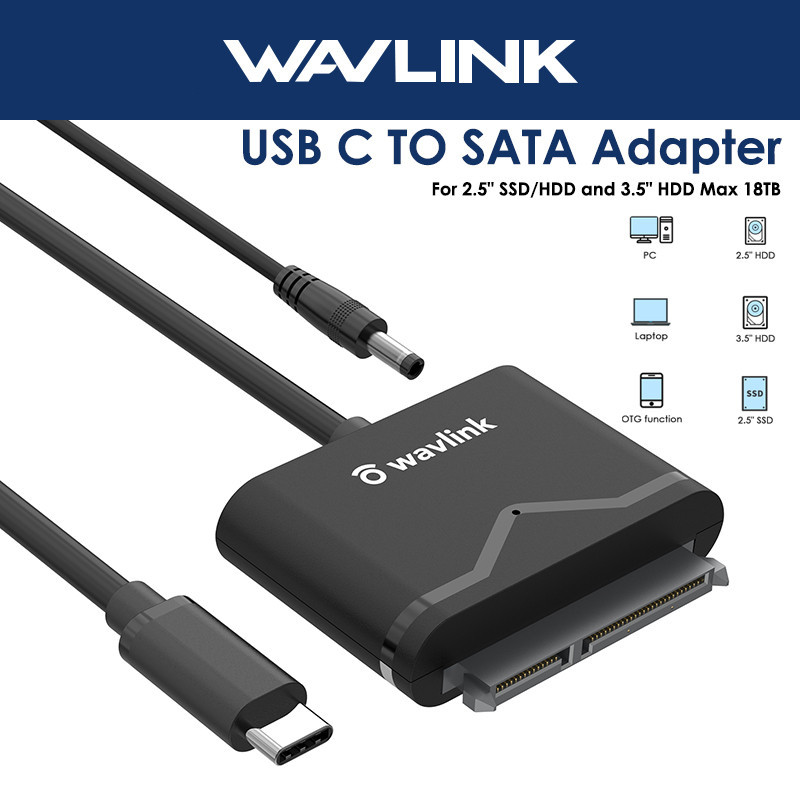 WAVLINK USB C to SATA Adapter Cable for 2.5" SSD/HDD and 3.5" HDD Data ...