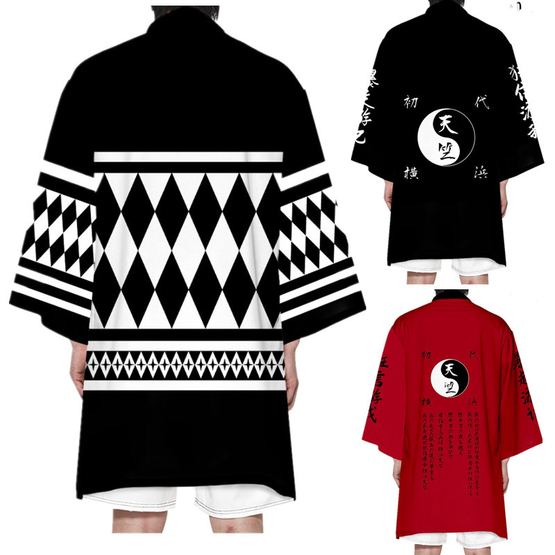 Anime Tokyo Revengers Cosplay Cloak Black Red Tenjiku Uniform Kurokawa ...