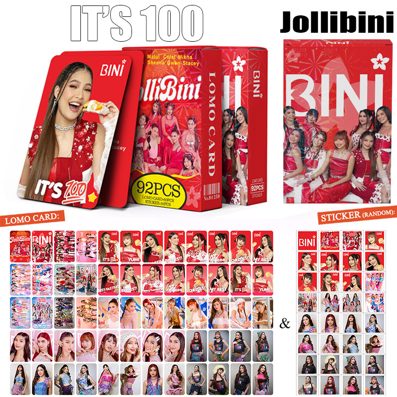 New Bini Jollibini Photocard BINI Lomo Card 92Pcs/Box Holographic Card ...