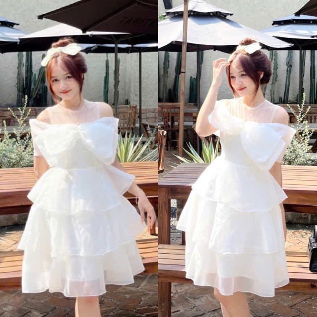 Princess dress off shoulder with 3 layers of chest bow tie, new style ...