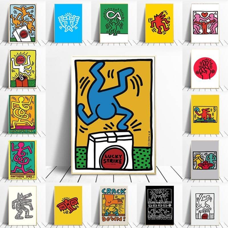 Keith Haring Abstract Retro Canvas Living Room Wall Decoration Poster ...