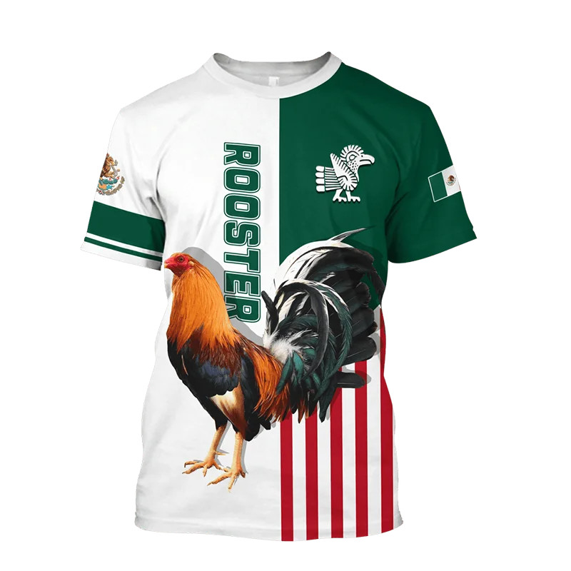 New 3d Printed Rooster Shirt Men's T-shirt Stereoscopic Graphic ...