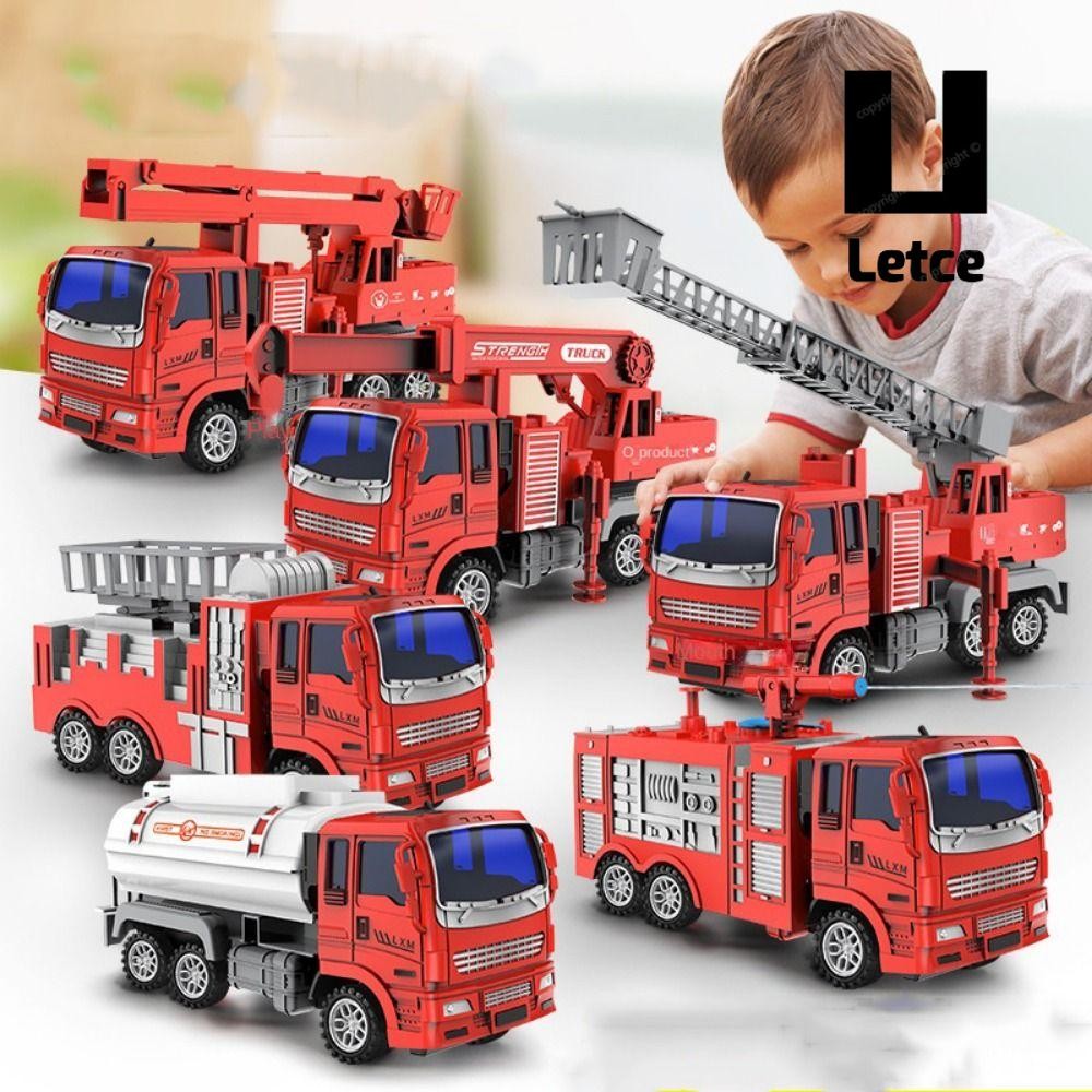 LETCE Fire Fighting Car Kids Engineering Vehicle Inertia Diecast Fire ...