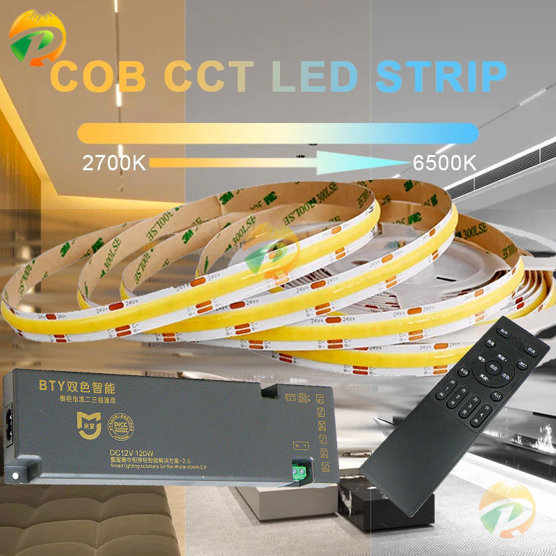 COB remote control LED strip with three color light LED/m high-density ...