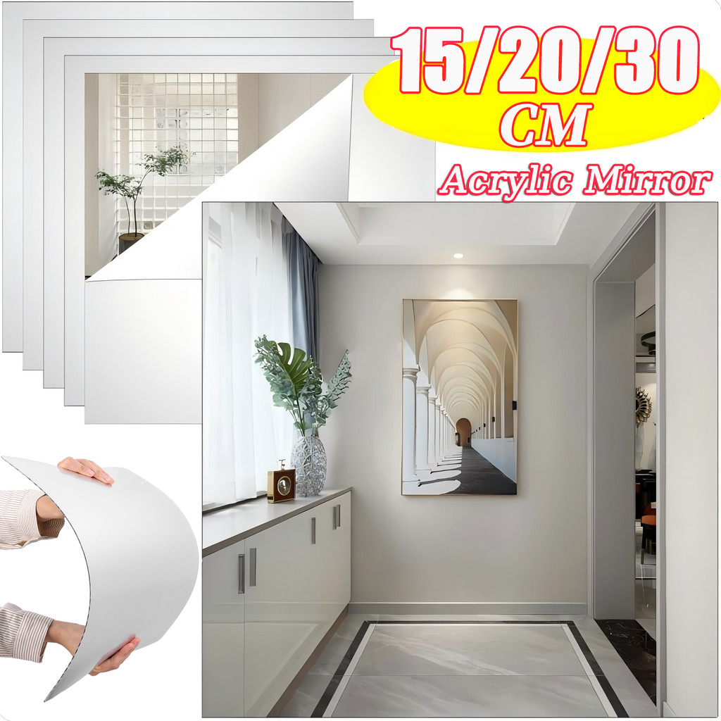 15/20/30cm Flexible Mirror Wall Stickers / DIY Acrylic 3D Wall Mirror ...
