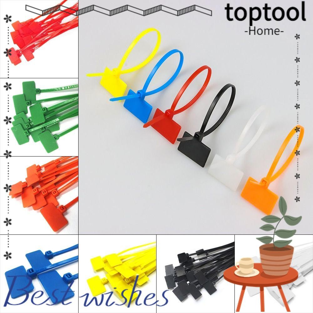 TOPTOOL 100pcs Cable Ties Plastic Label Tag Labels Markers Self-locking ...