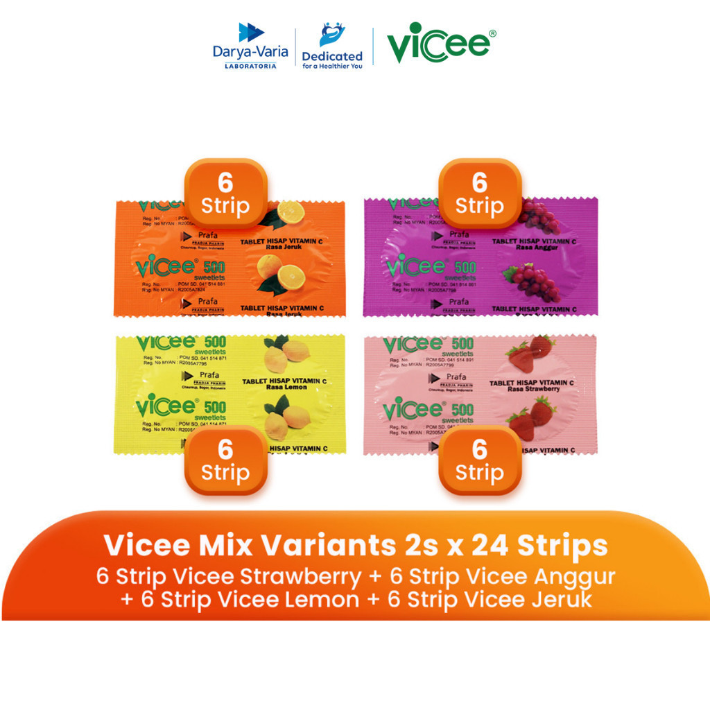 Vicee Mix Variants Contains 24 Strips (Orange+Grape+Strawberry+Lemon ...
