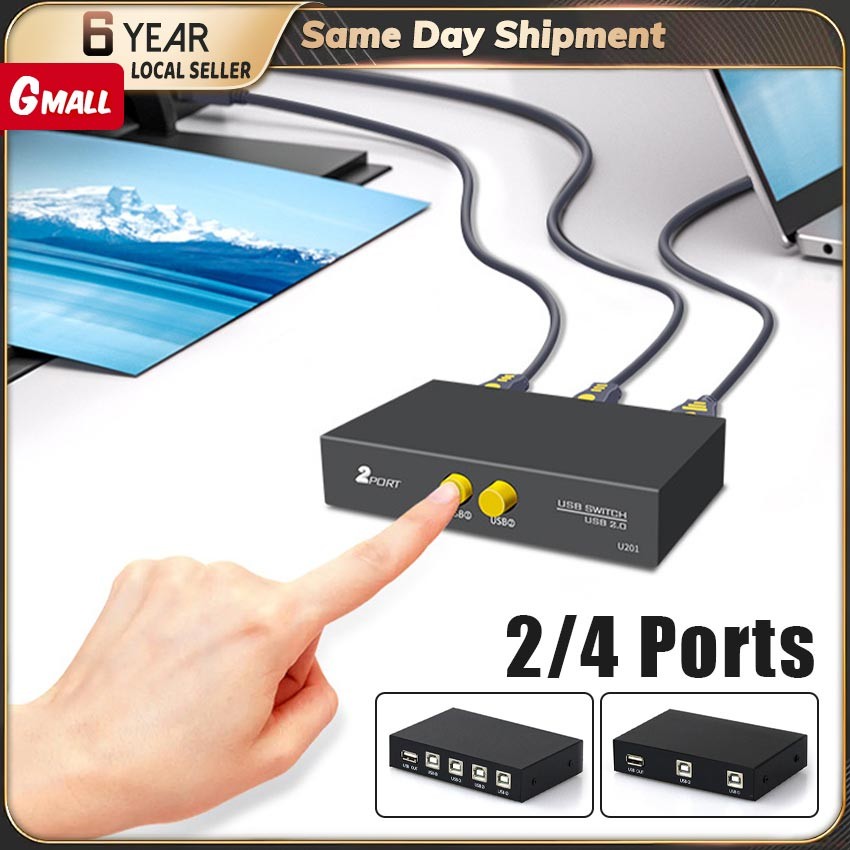 USB 4 Ports Share Switch Switcher Selector Box Hub Sharing Switch Adapter For PC Scanner Printer ...