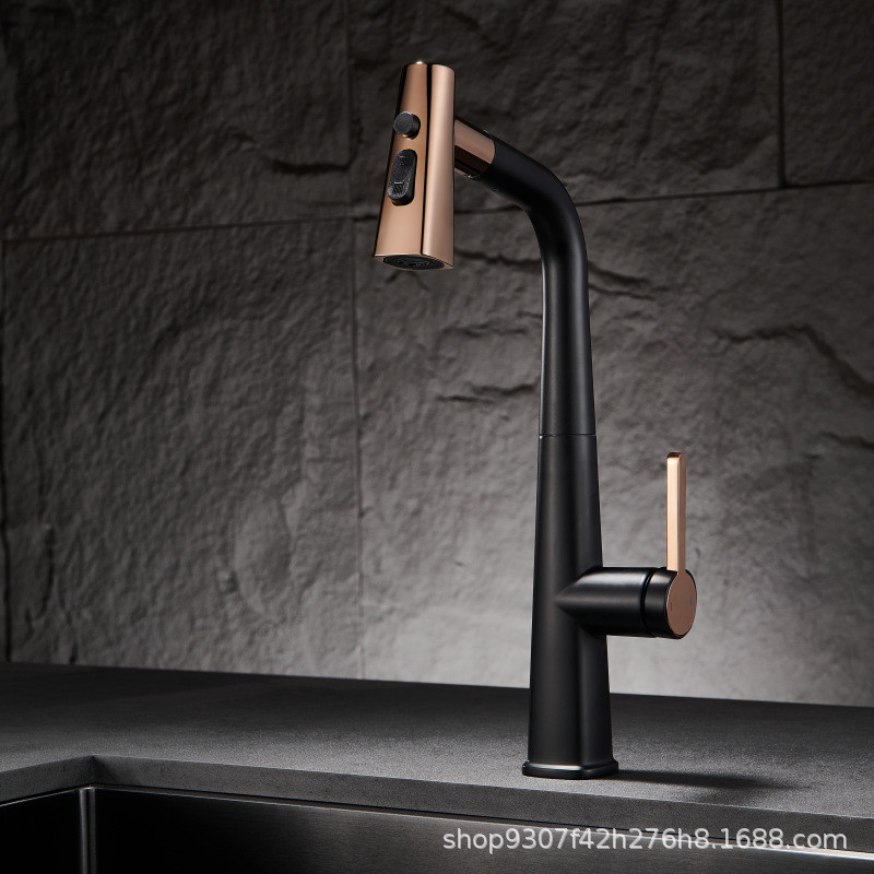 Extendable Kitchen Faucet Brushed Gold Spring Pull Down Sink Tap Hot ...