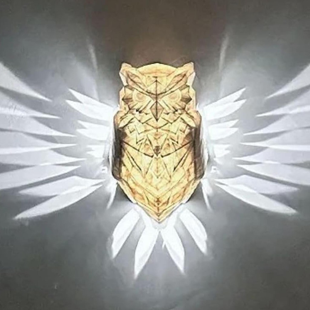 3D Animal LED Wall Lamp Wireless Golden 3D Eagle Owl Wall Sconce Wall ...