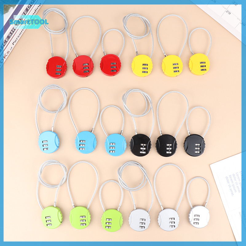 UTZN> 13/20/50cm Wire Rope Digit Padlock Password Code Security Lock ...