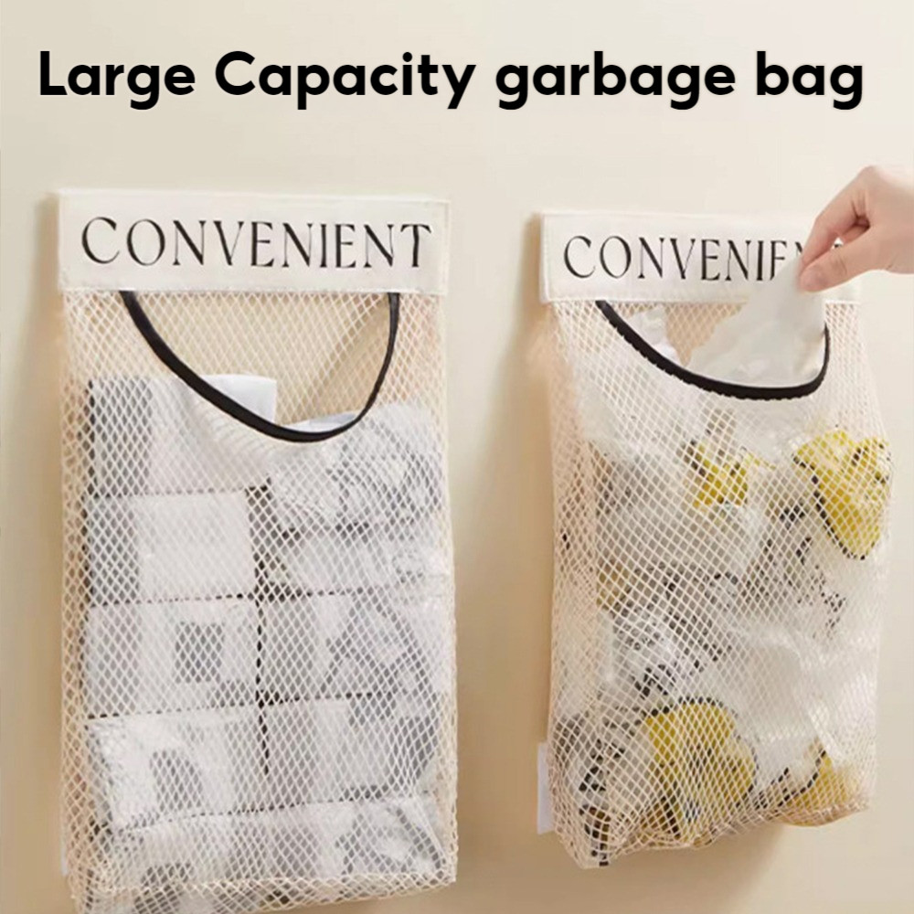 Grocery Bag Organizer Wall Mesh Plastic Bag Dispenser Hanging Reusable ...