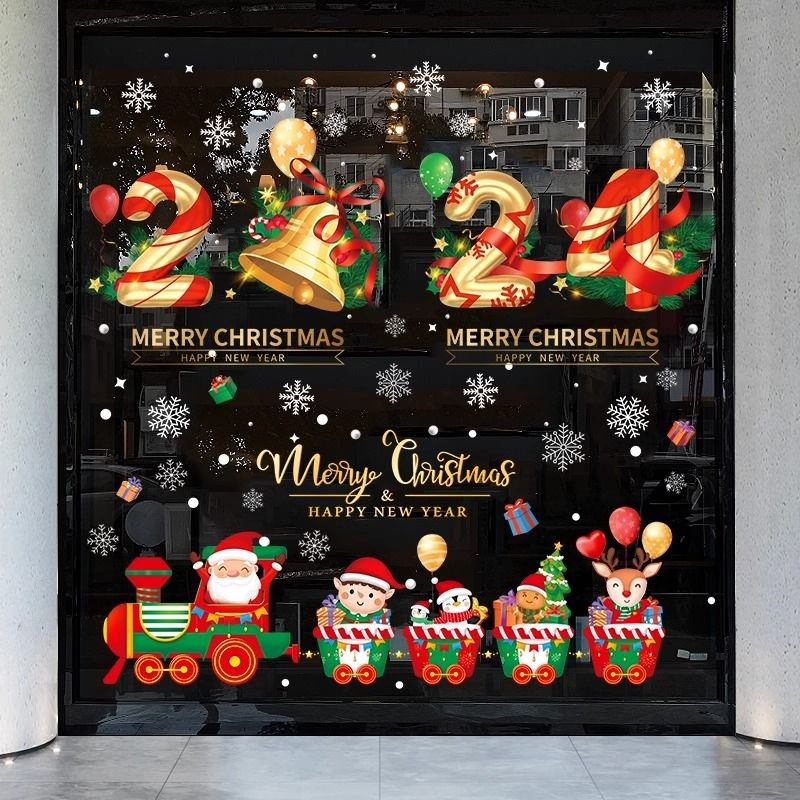 Christmas Decorations Shop Glass Stickers Door Stickers Santa Claus ...