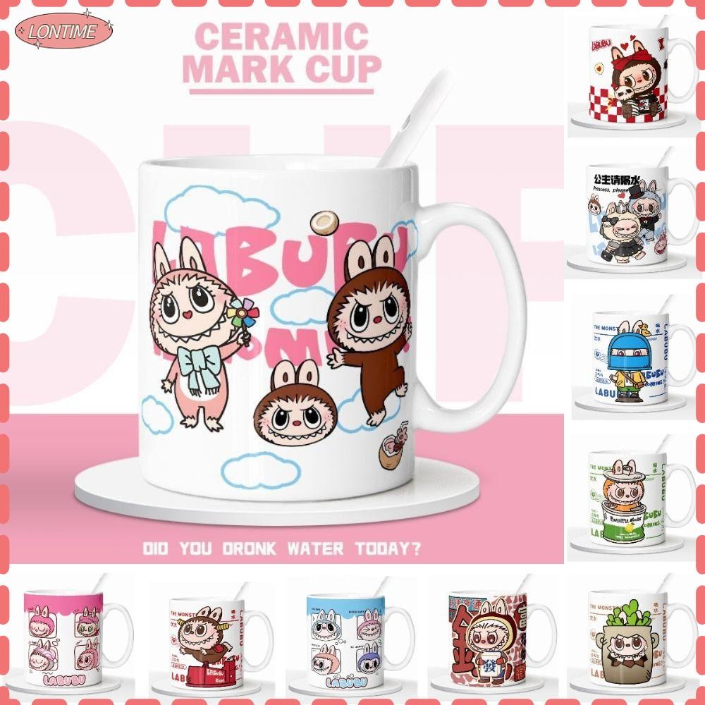 LONTIME STORE Labubu Cup, White Ceramic Coffee Mug, 330ml Cartoon ...