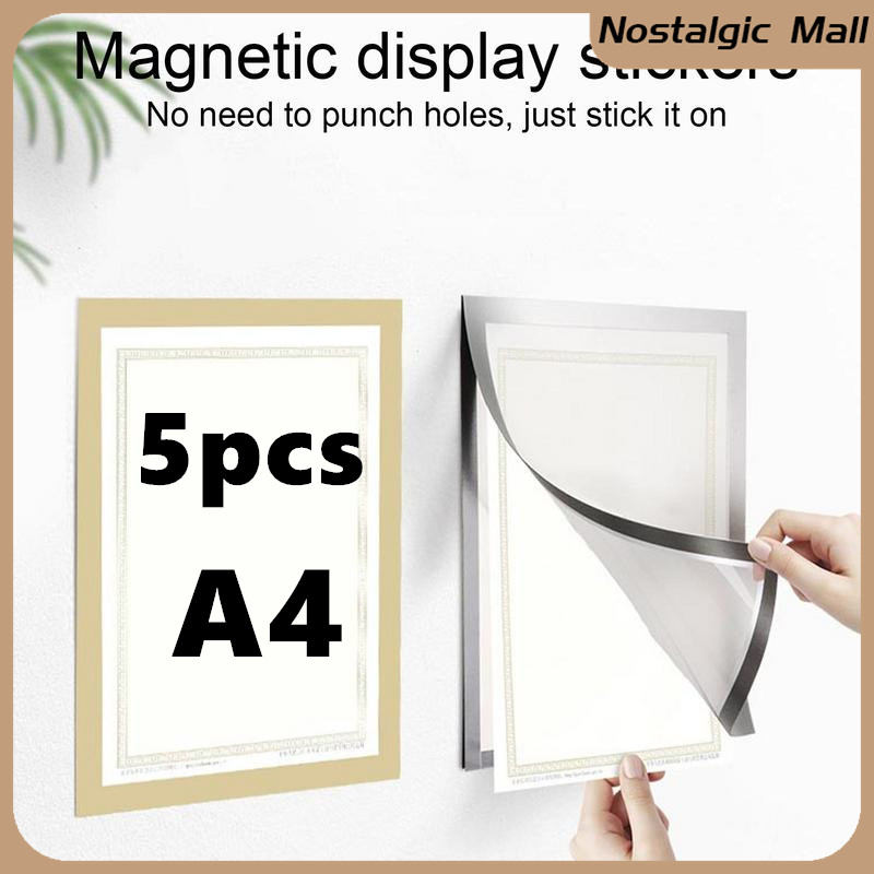 5pcs A4 Magnetic Display Sticker Photo Certificate Frame Wall Magnetic ...