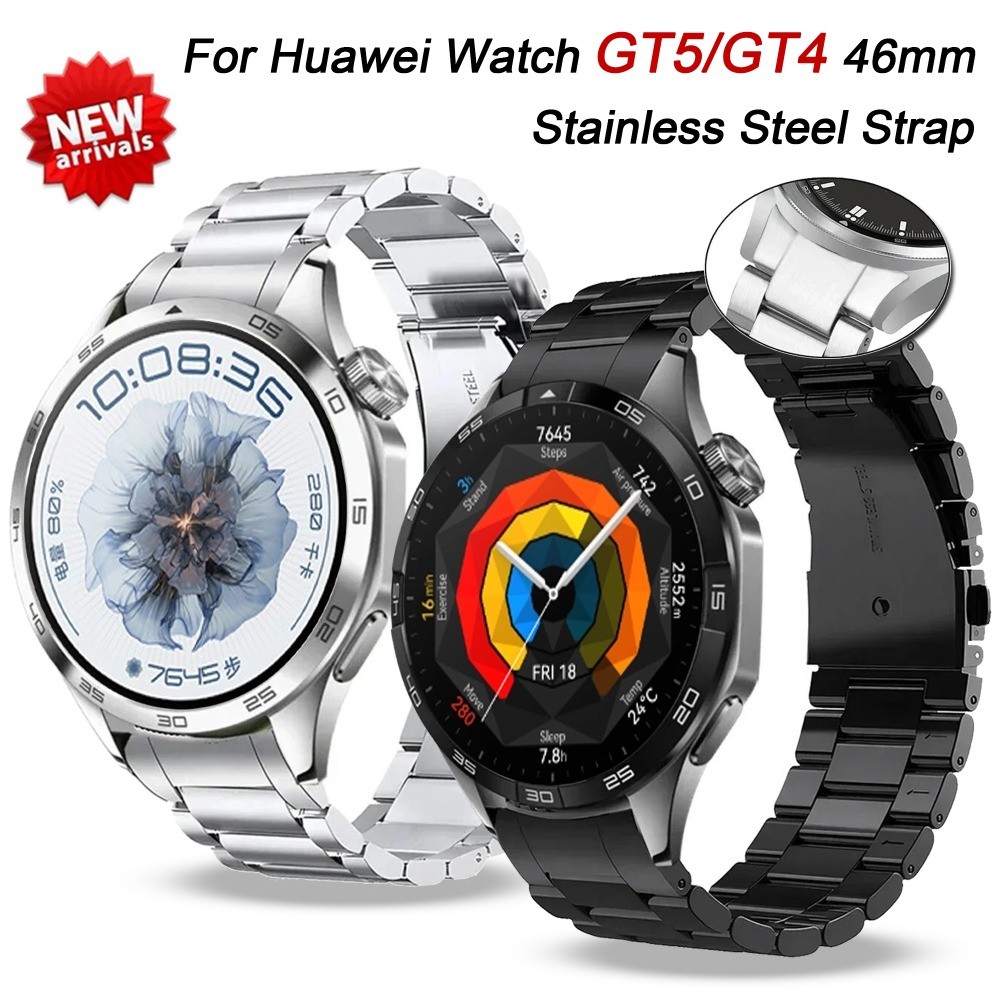 No Gaps Link Bracelet Strap For HUAWEI WATCH GT4/GT5 46mm Adjustable ...
