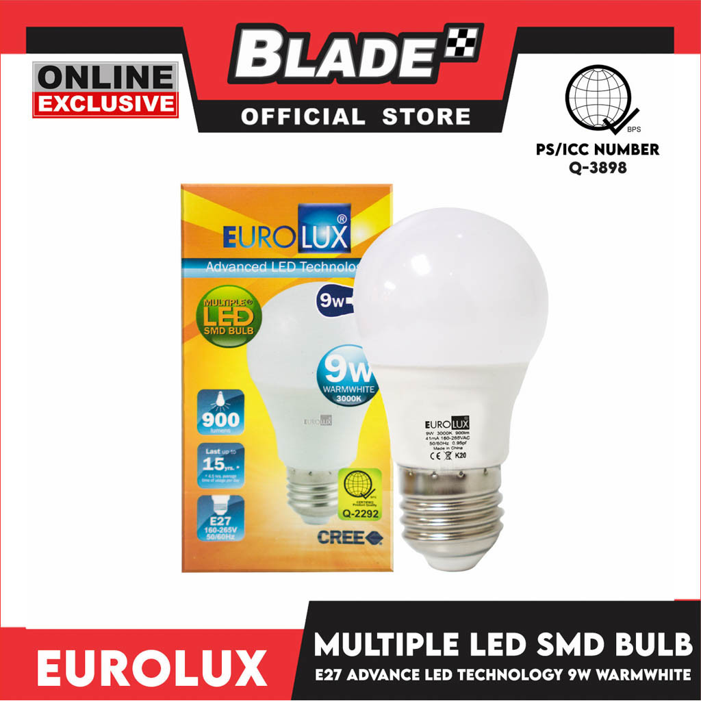 Eurolux Multiple LED SMD Bulb E27 9 Watts 900 lumens 3000k (Warmwhite ...
