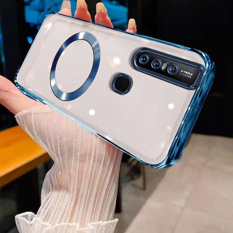 Casing vivo v15 Phone case Soft gold border transparent bumper with ...