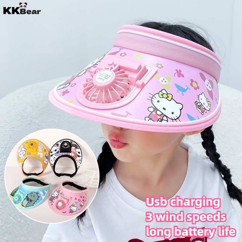 Rechargeable Kids Fan Hat Children USB Fan Cap Sun hat Empty Top ...