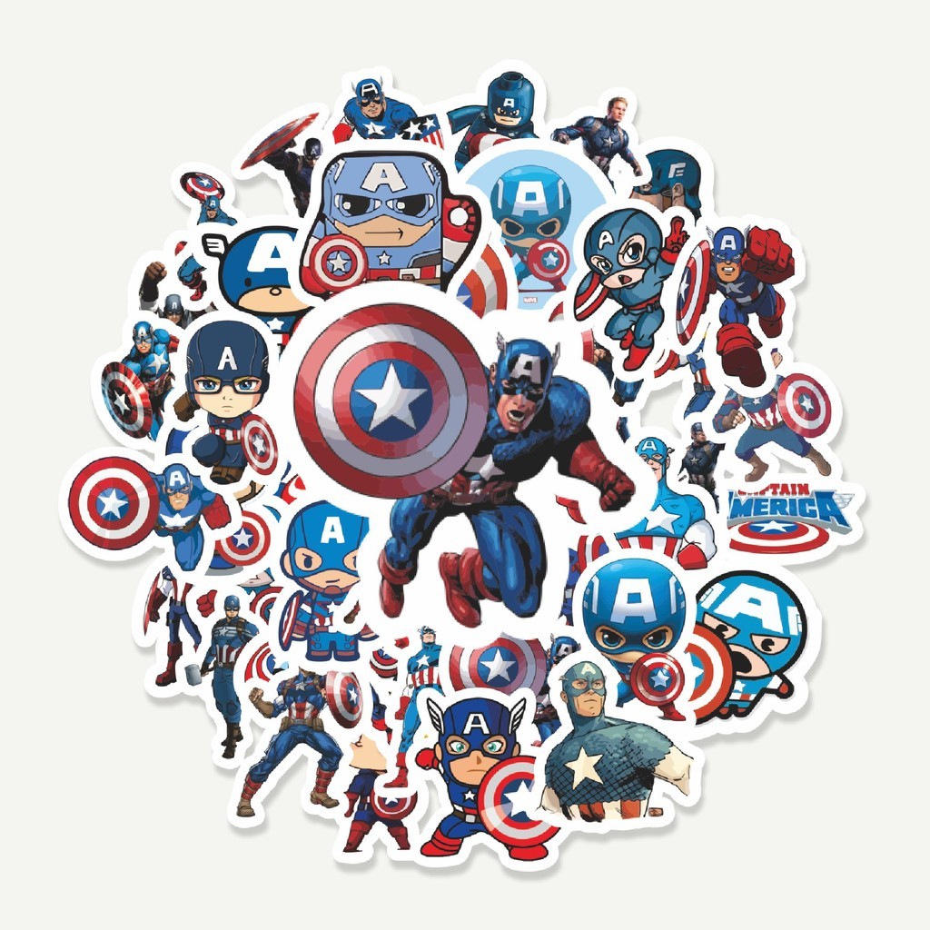 Captain America Cartoon Sticker Pack | TUMBLR Sticker | LAPTOP Stickers ...
