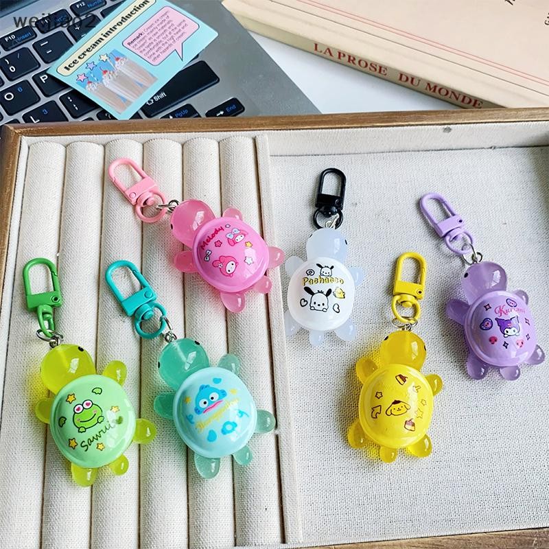 [weijiao2] Cartoon Kuromi KT Cat Melody Luminous Turtle Keychain ...