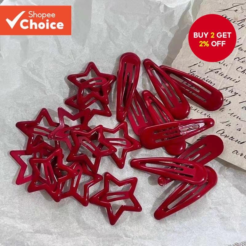 Lucky Red Star Hair Clips - 5-Point Baby Pins for Girls, Princess Side ...