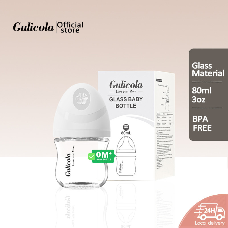 Gulicola Glass Newborn Baby Bottle with Extra Slow Flow Anti Colic ...