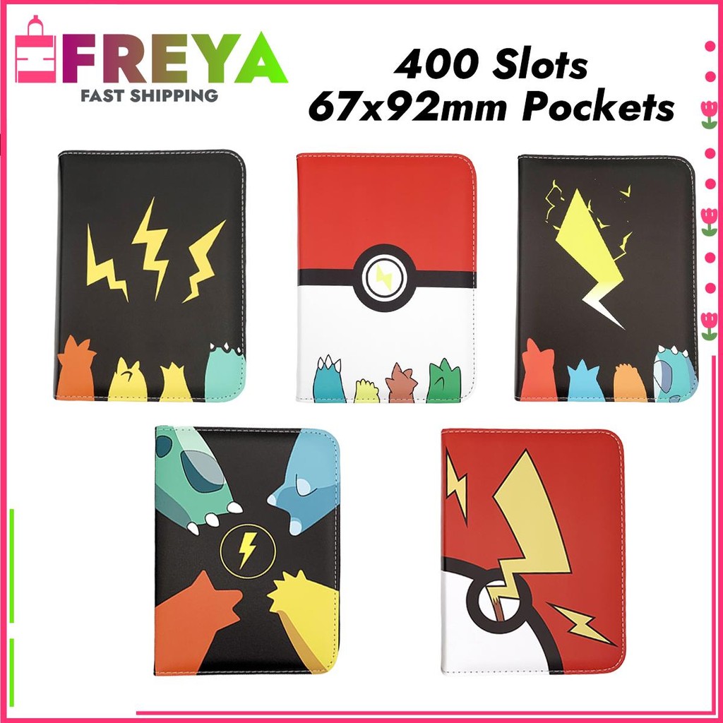 400-Slot Pokemon Card Binder Zippered Album with 67x92mm Pocket Size ...