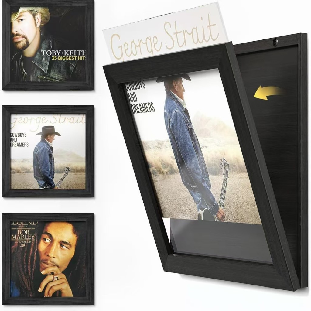 Wooden Record Collection Rack Album Display Frame Storage Rack Wall ...