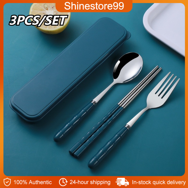 3In1 Stainless Steel Cutlery Set Spoon Fork Chopsticks Set With Box ...