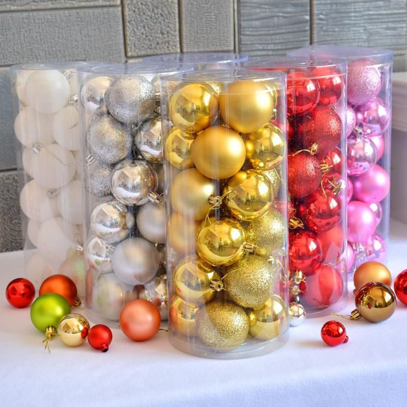 Christmas Ball Decorations Glittering 8cm Christmas Tree Ornaments Ball ...