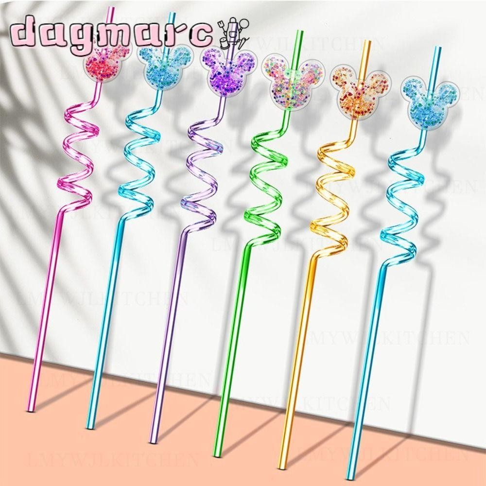 DAGMARC 8pcs Disney Straws, Helical Design Kawaii Style Mickey Mouse ...