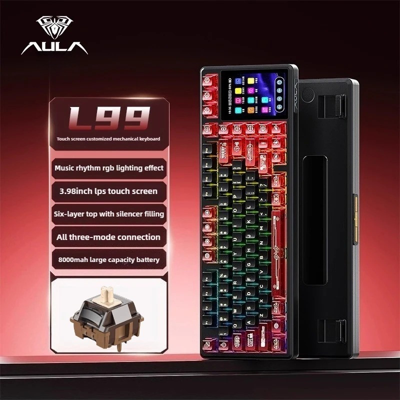 【PH STOCK】AULA L99 Wireless Bluetooth 3-mode Keyboard with Screen ...