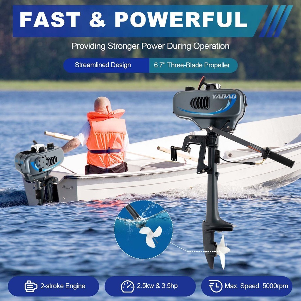 5000RPM 2 Stroke 3.5HP Outboard Motor Strong Power Marine Engine Hand ...