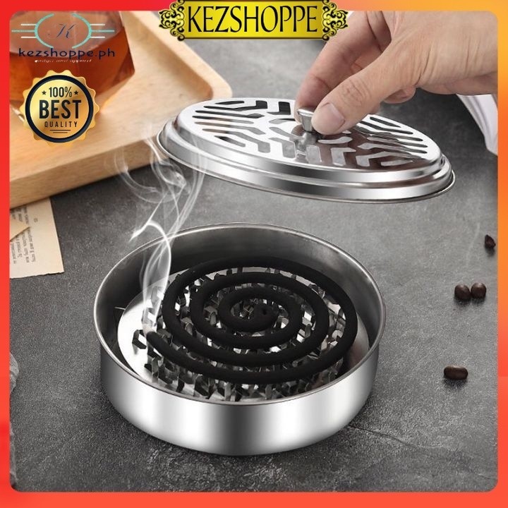 1pc Mosquito Coil Holder Large Metal Repellent Rack With Cover | Shopee ...