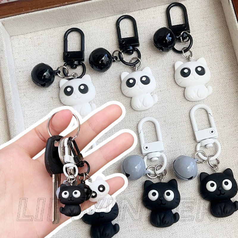 Black and White Cat Keychain - Fashion, Cute, Creative - Key Chains ...