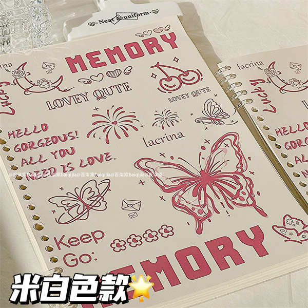 binder notebook refillable binder notebook Pink retro non-awkward B5 ...