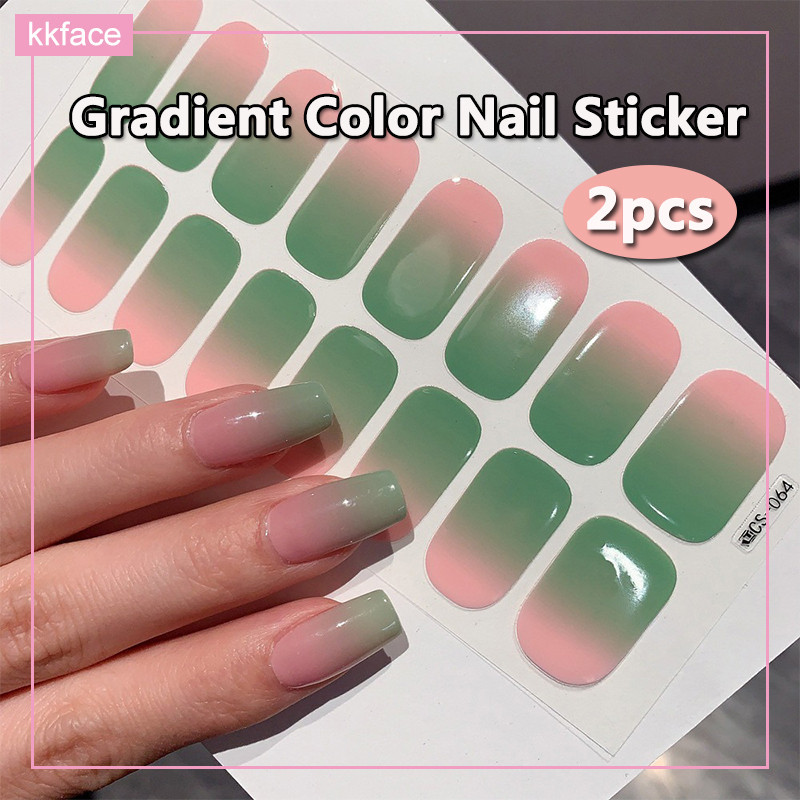 32Pcs/2 Sheet Gradient Color Normal Nail Sticker Fashion DIY Regular ...