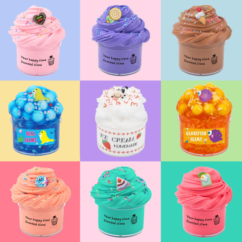 DIY Colorful Slime Kit Toy Kid Modeling Fluffy Foam Clay Decompression ...